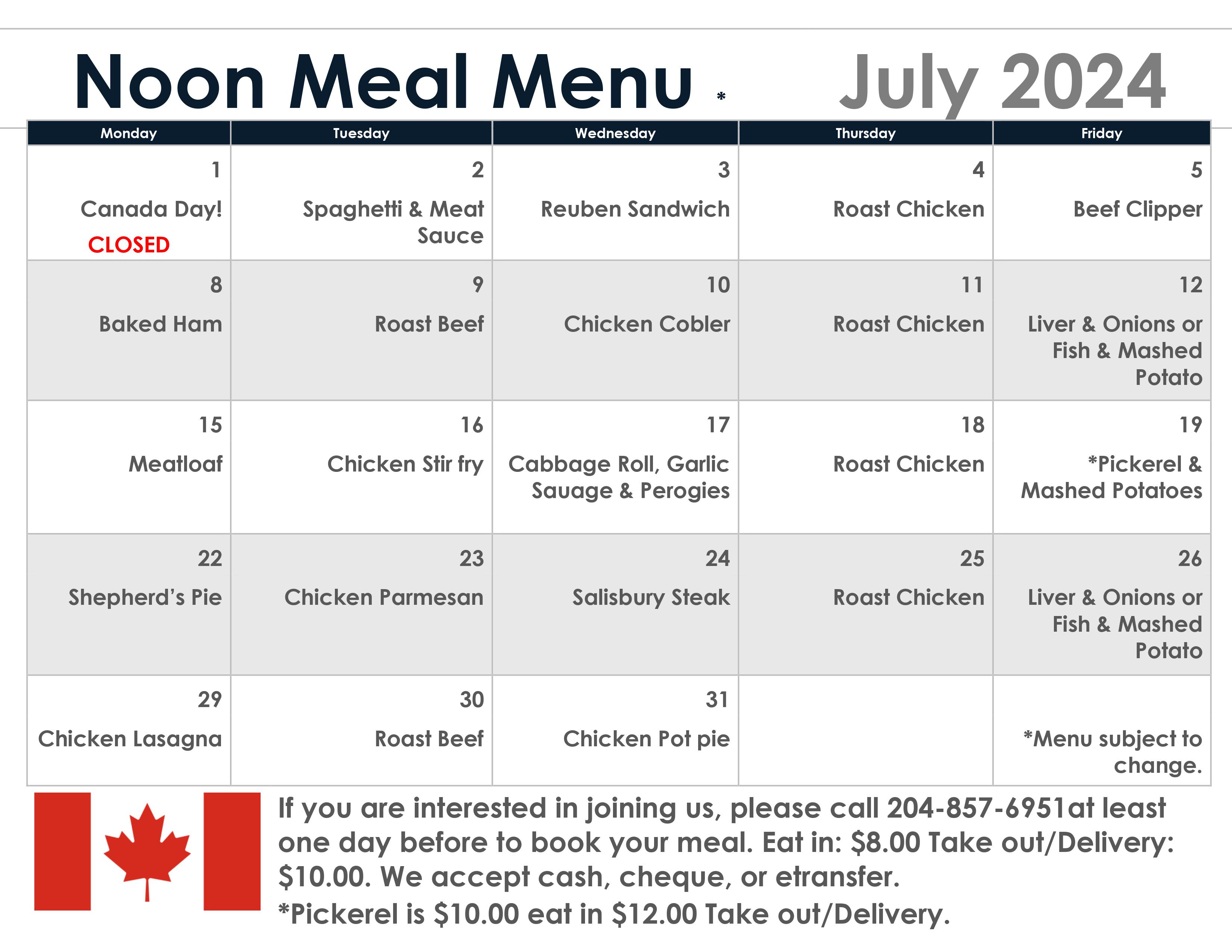 Daily Noon Meal – Herman Prior Activity Centre