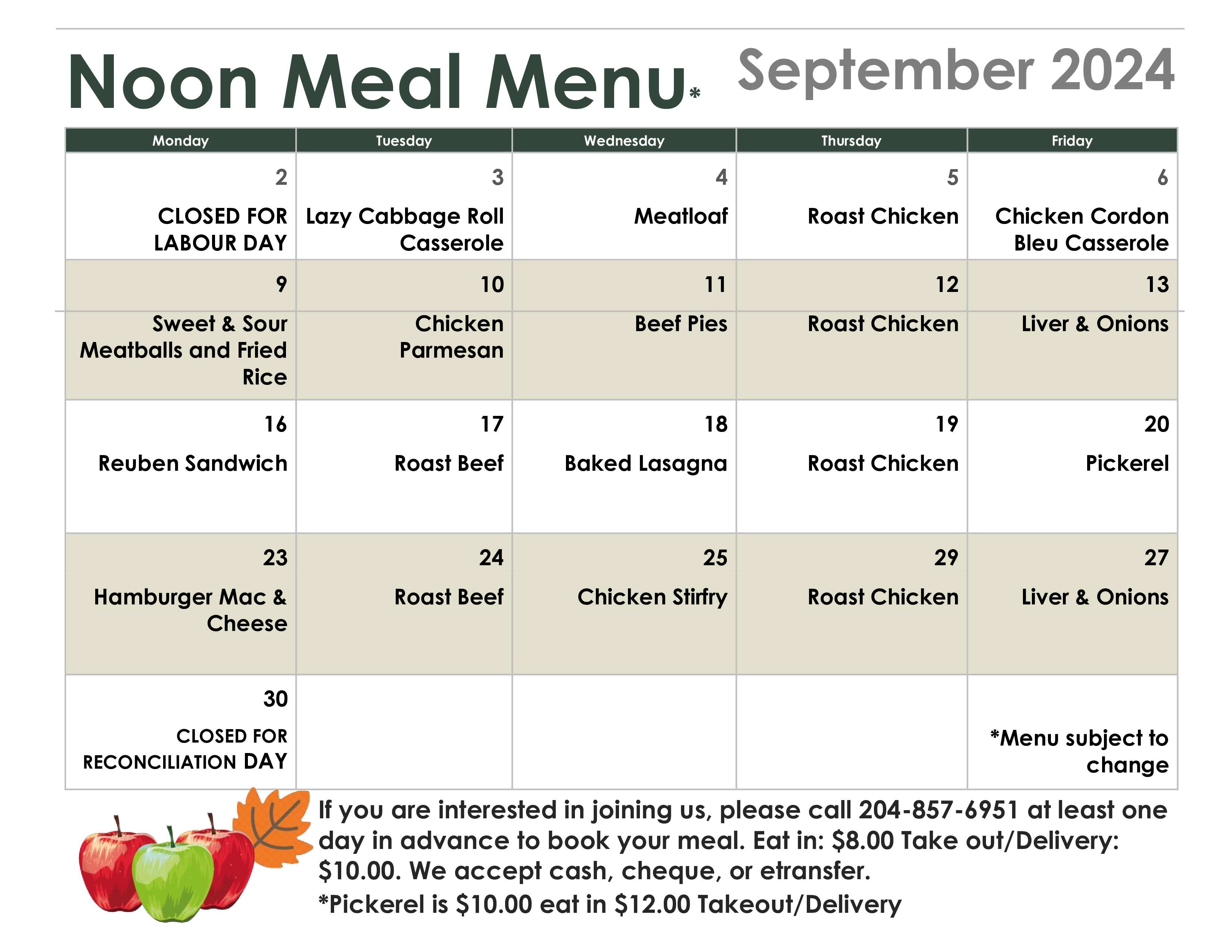 Daily Noon Meal – Herman Prior Activity Centre